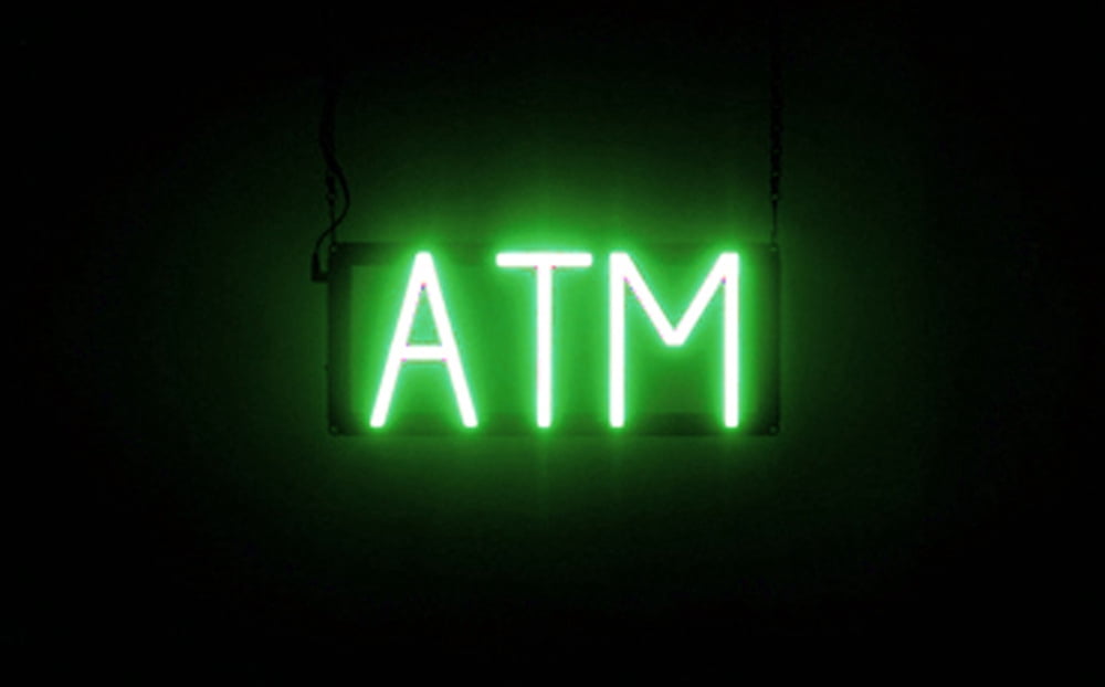 SpellBrite ATM LED Sign for Business. 14.6" x 6.3" Green ATM Sign Has ...