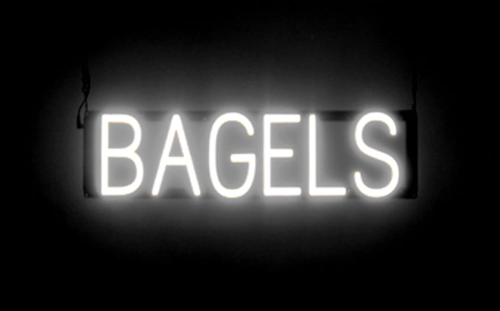 SpellBrite BAGELS LED Sign for Business. 23.7" x 6.3" White BAGELS Sign ...