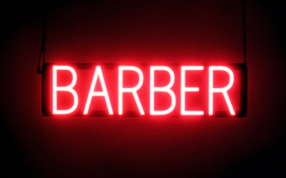 SpellBrite BARBER LED Sign for Business. 23.8" x 6.3" Red BARBER Sign ...