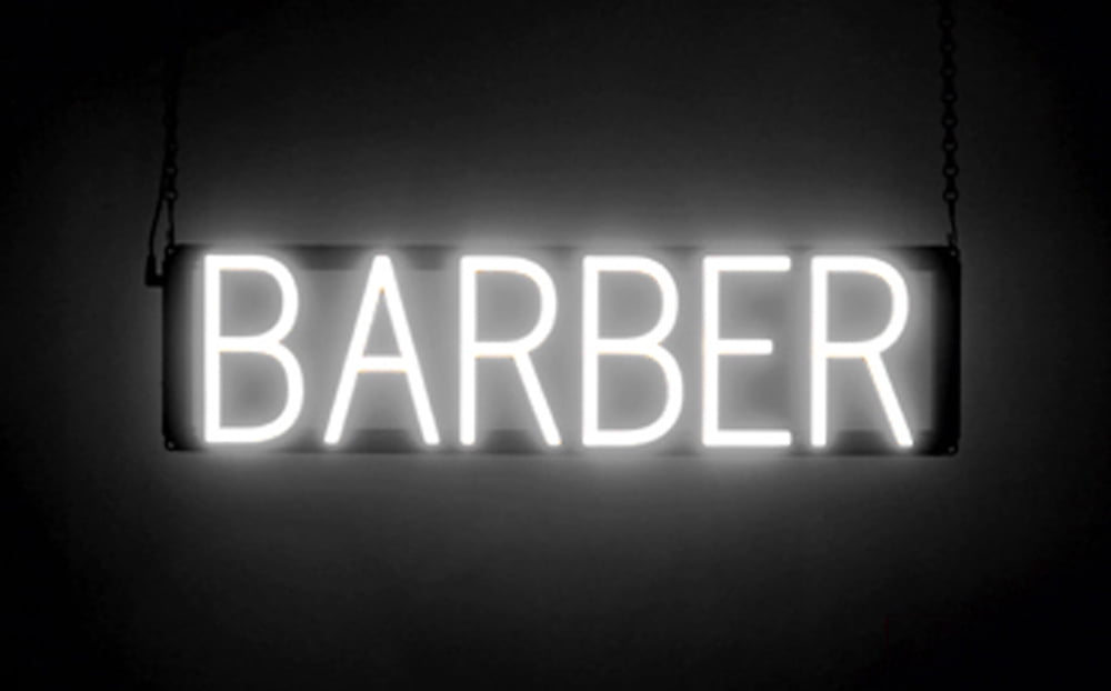 SpellBrite BARBER LED Sign for Business. 23.8" x 6.3" White BARBER Sign ...
