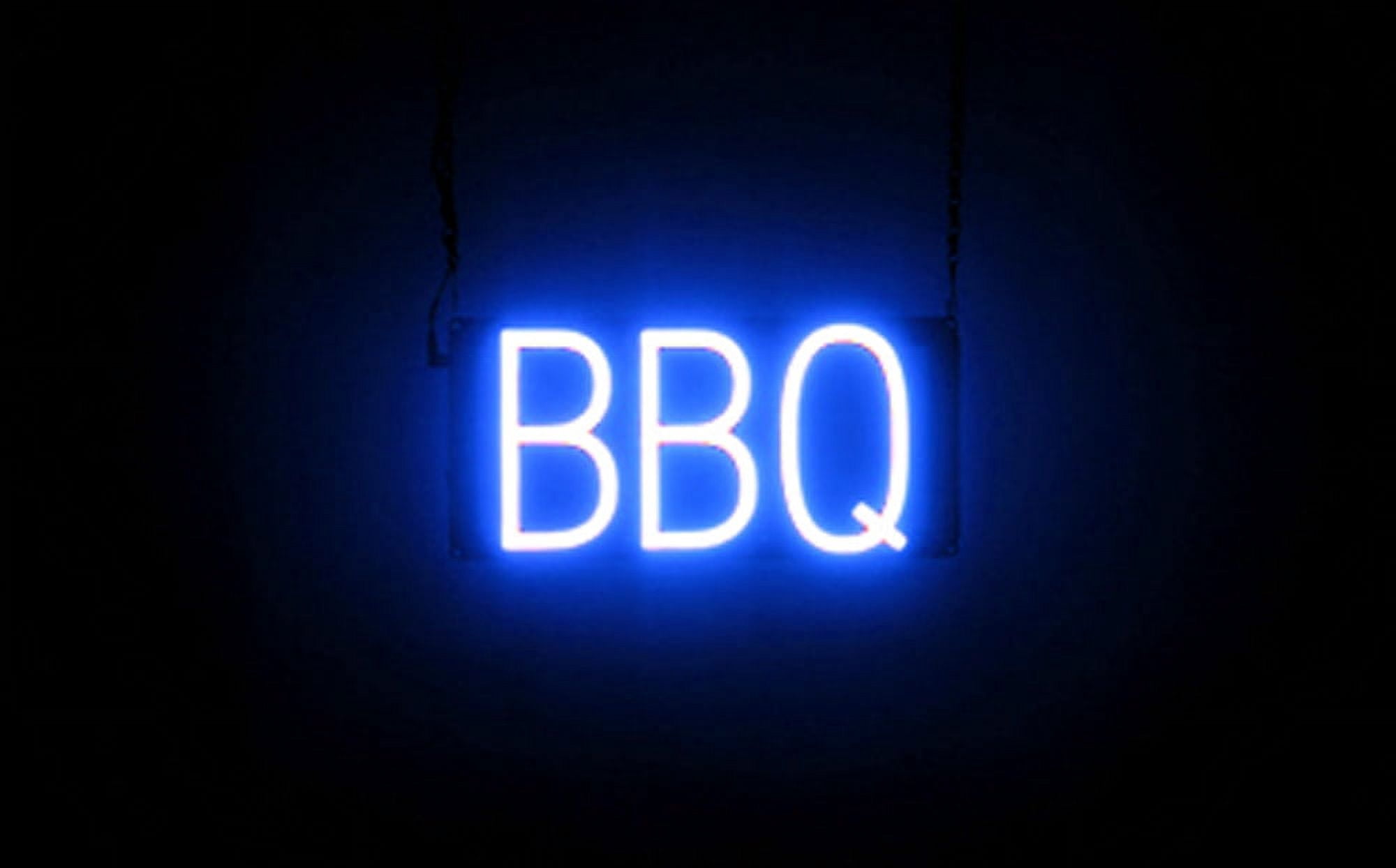 SpellBrite BBQ LED Sign for Business. 13.1" x 6.3" Blue BBQ Sign Has ...