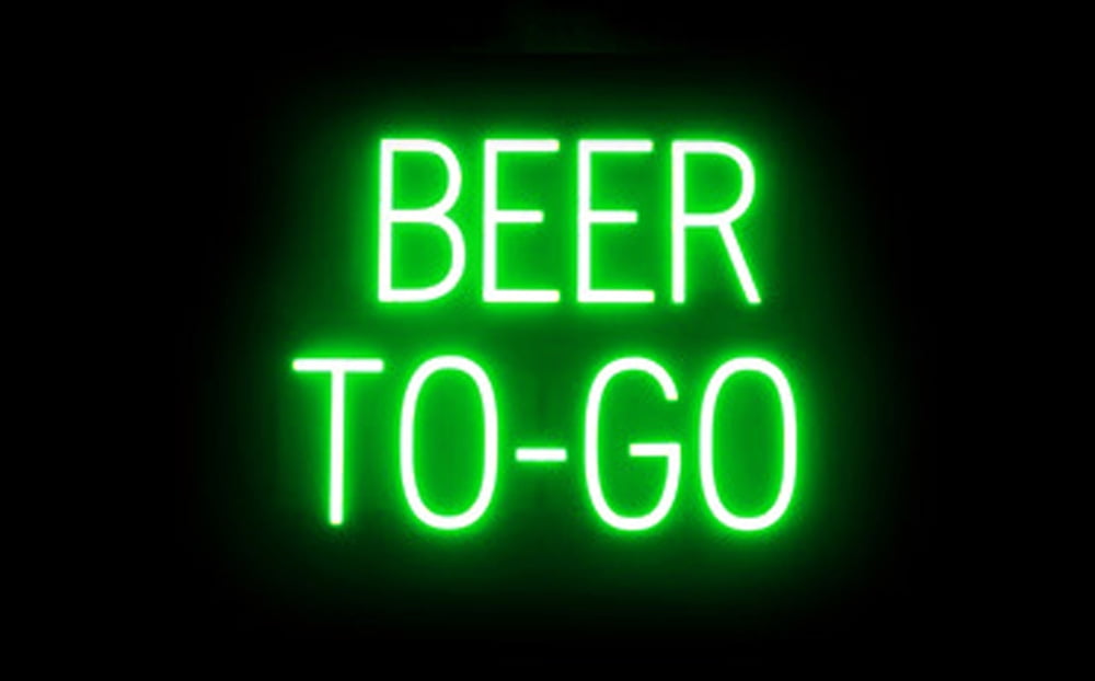SpellBrite BEER TO-GO LED Sign for Business. 19.8" x 15.0" Green BEER ...