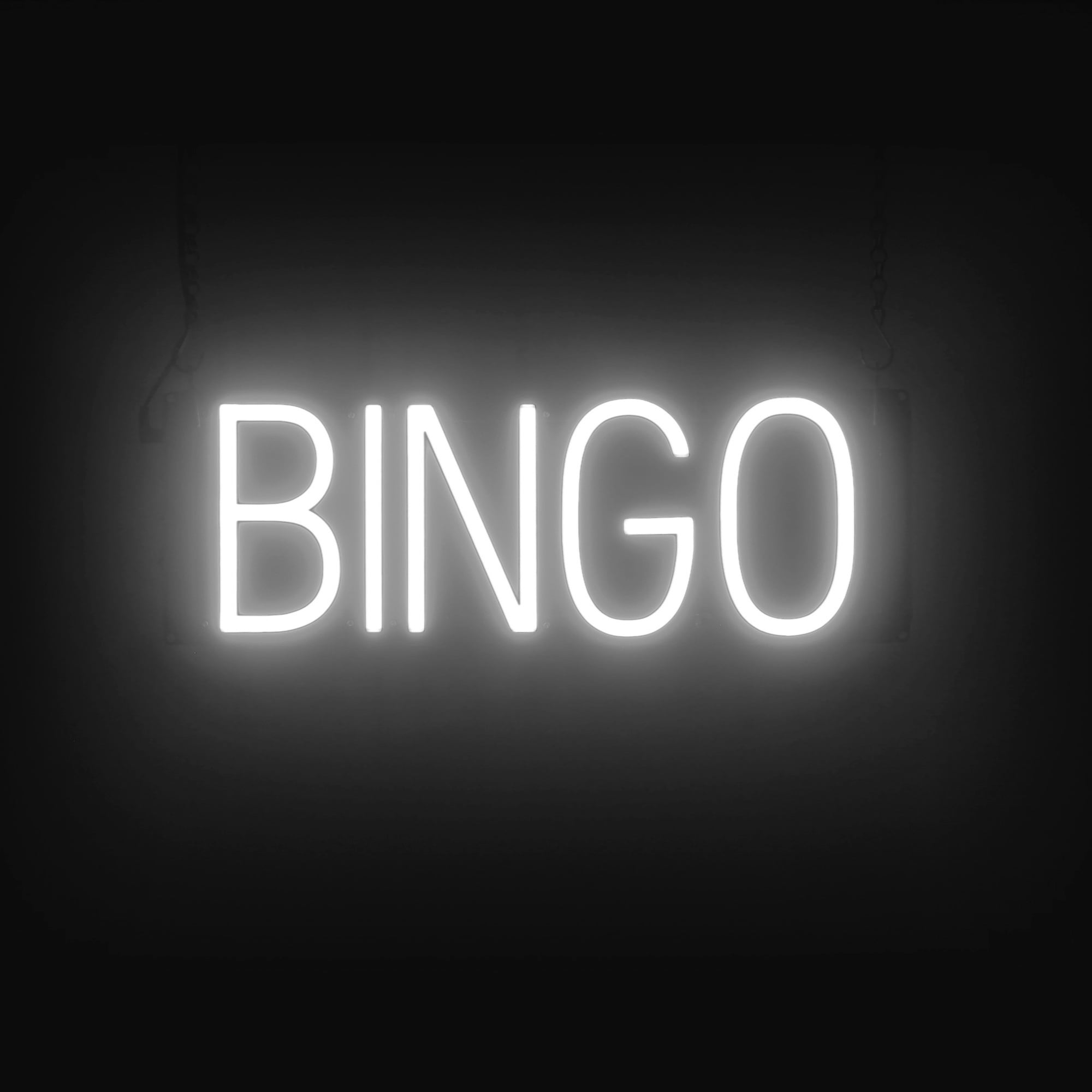 SpellBrite BINGO LED Sign for Business. 18.3" x 6.3" White BINGO Sign ...