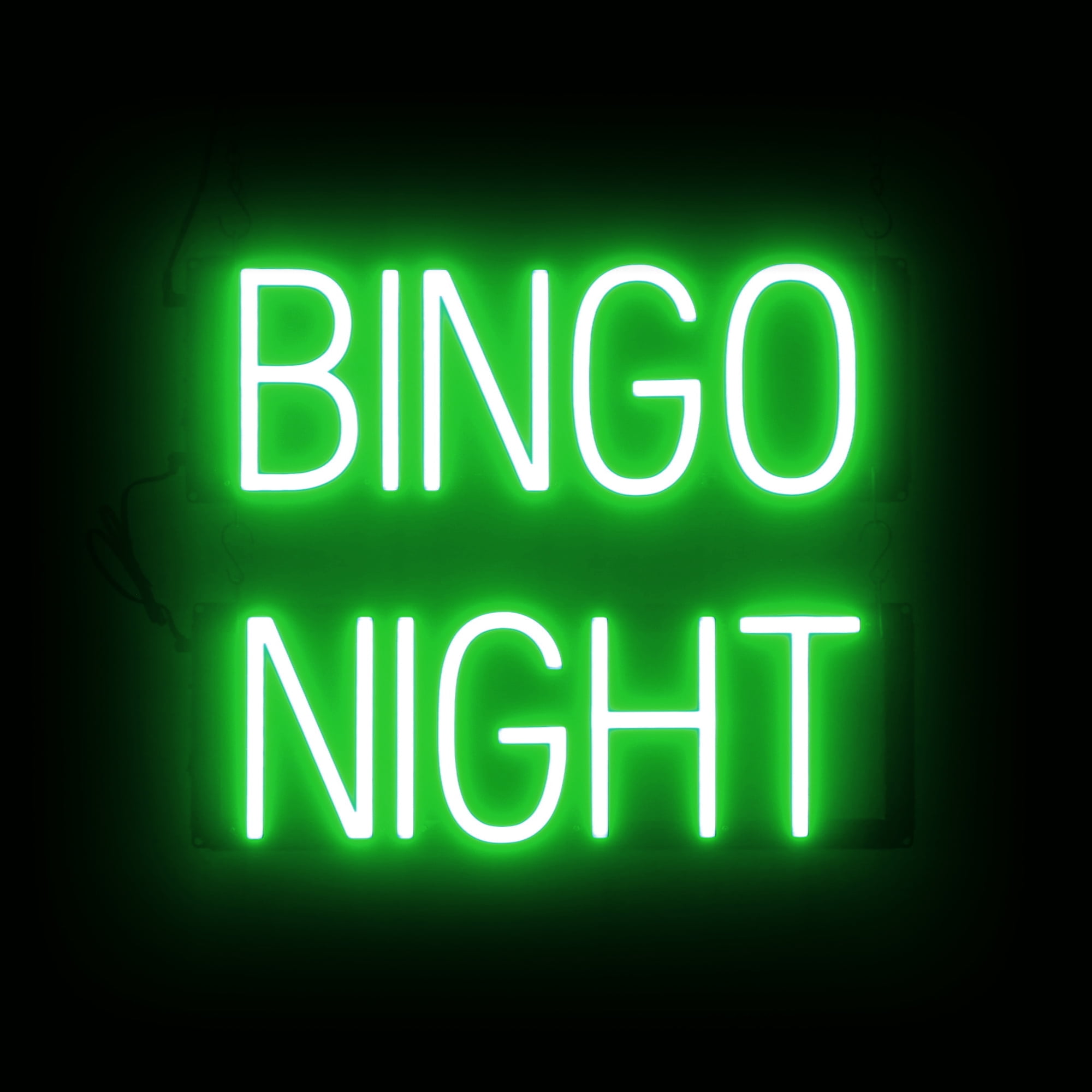 SpellBrite BINGO NIGHT LED Sign for Business. 18.3" x 15" Green BINGO ...