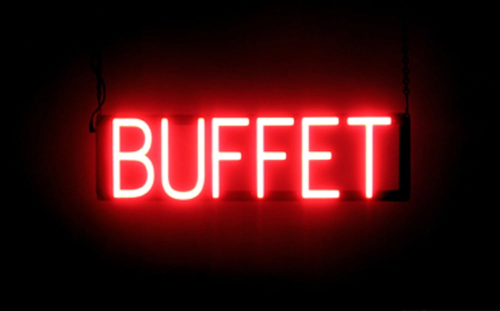 SpellBrite BUFFET LED Sign for Business. 22.6" x 6.3" Red BUFFET Sign ...
