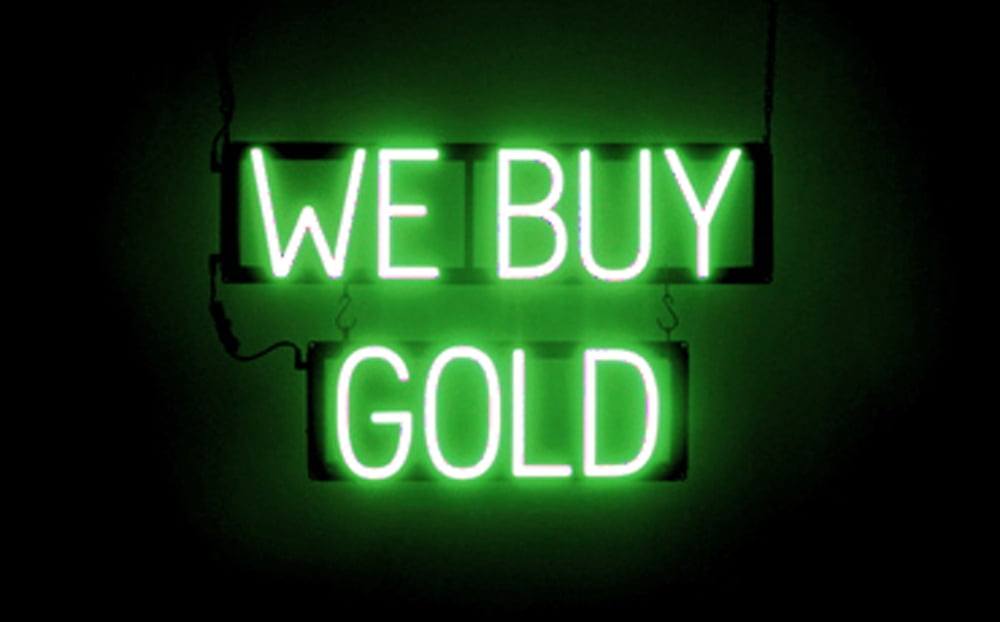 SpellBrite WE BUY GOLD LED Sign for Business. 24.3" x 15.0" Green WE ...