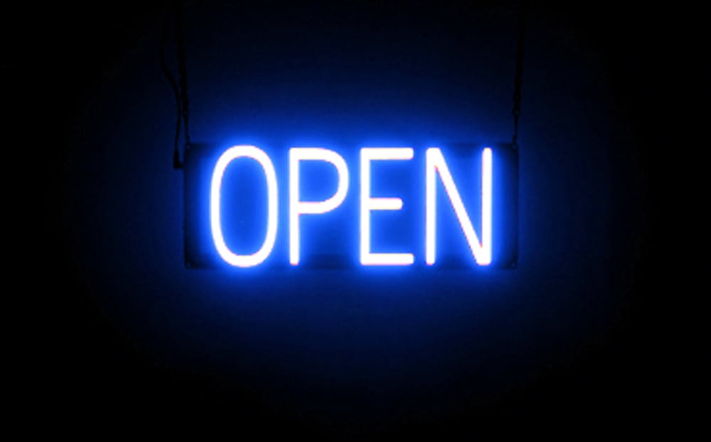 SpellBrite Battery Operated OPEN LED Sign for Business. 16.5" x 6.3 ...