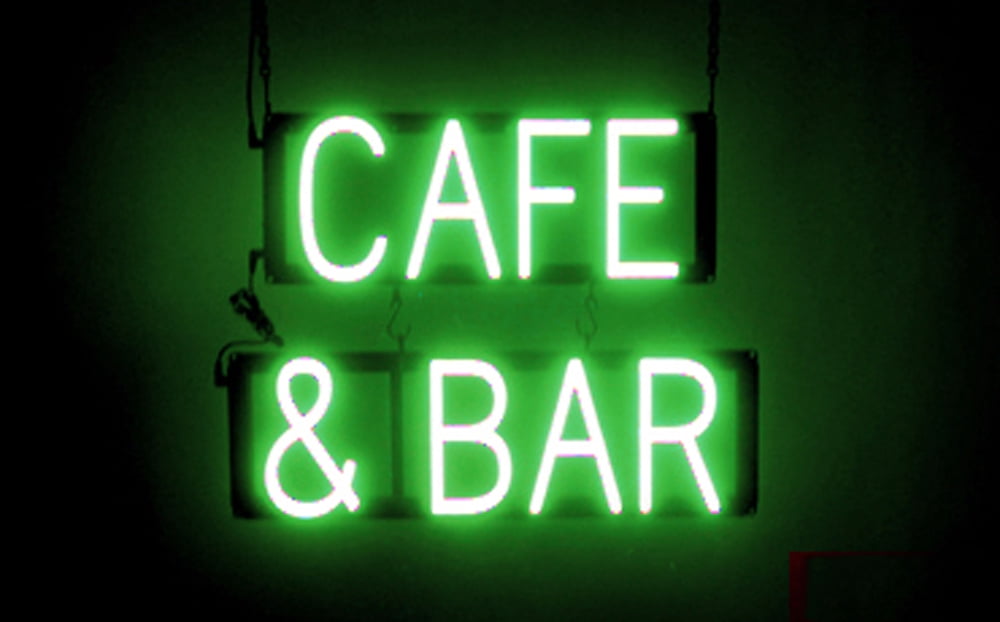 SpellBrite CAFE & BAR LED Sign for Business. 19.6" x 15.0" Green CAFE ...