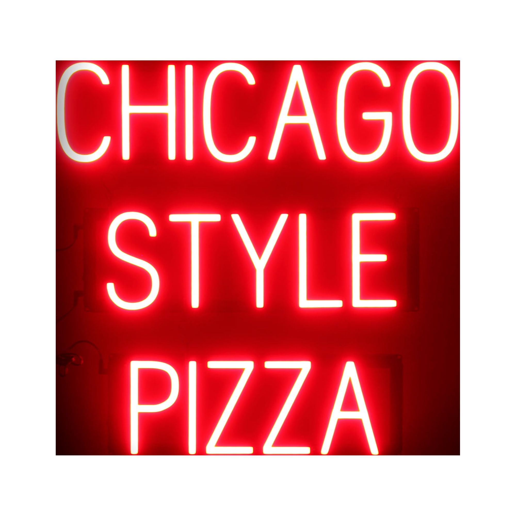 SpellBrite CHICAGO STYLE PIZZA LED Sign for Business. 26.4" x 23.8" Red ...