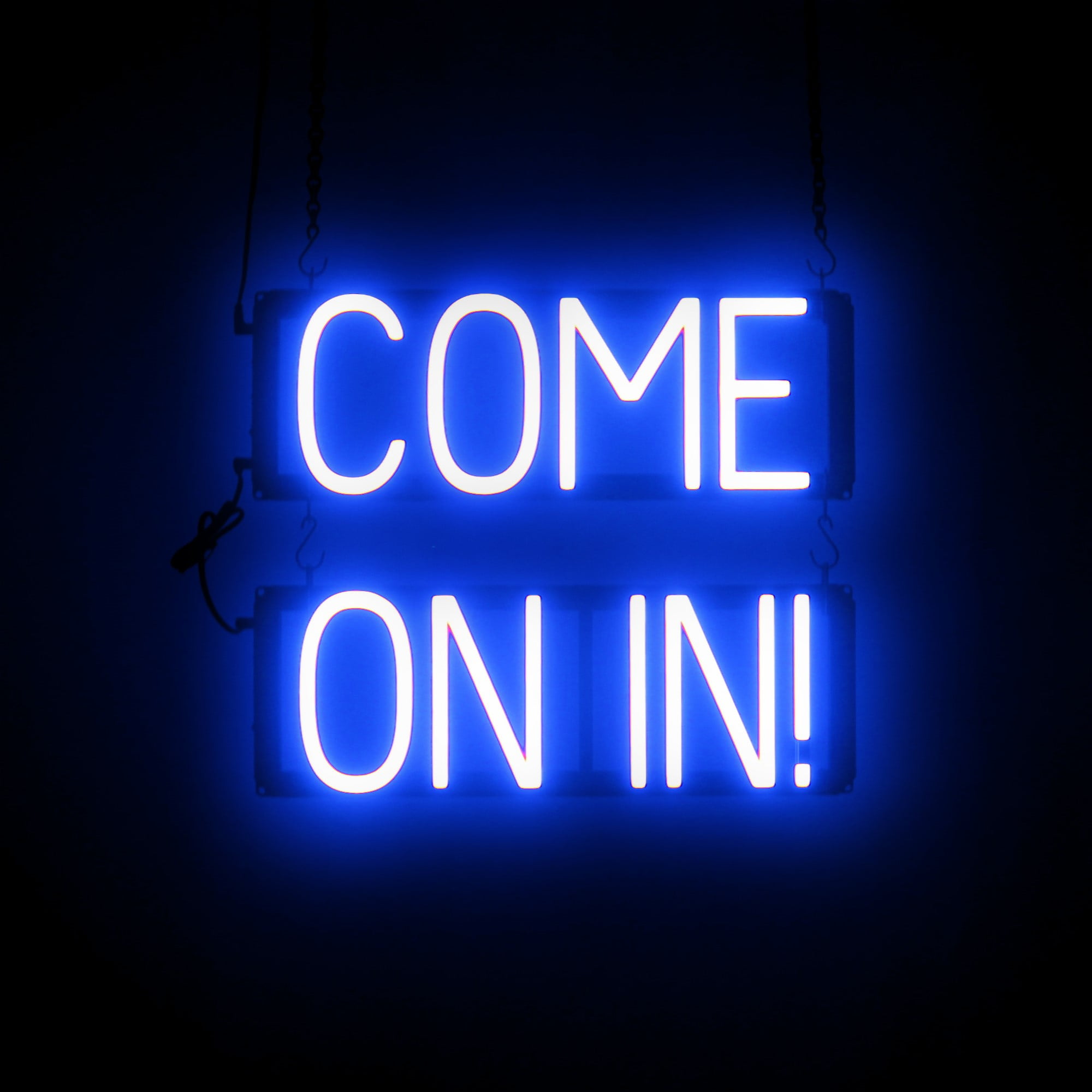 SpellBrite COME ON IN! LED Sign for Business. 17.8" x 15.0" Blue COME ...