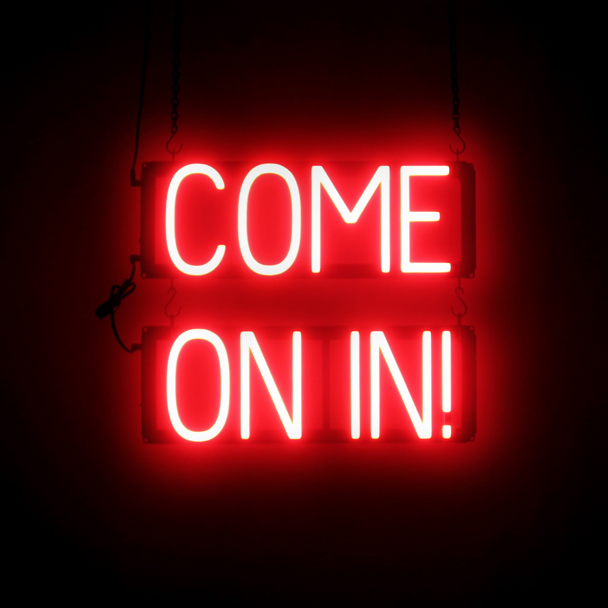 SpellBrite COME ON IN! LED Sign for Business. 17.8" x 15.0" Red COME ON ...