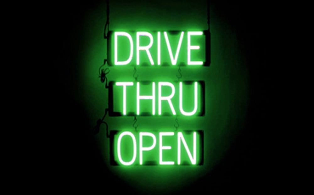 SpellBrite DRIVE THRU OPEN LED Sign for Business. 18.0" x 23.8" Green ...