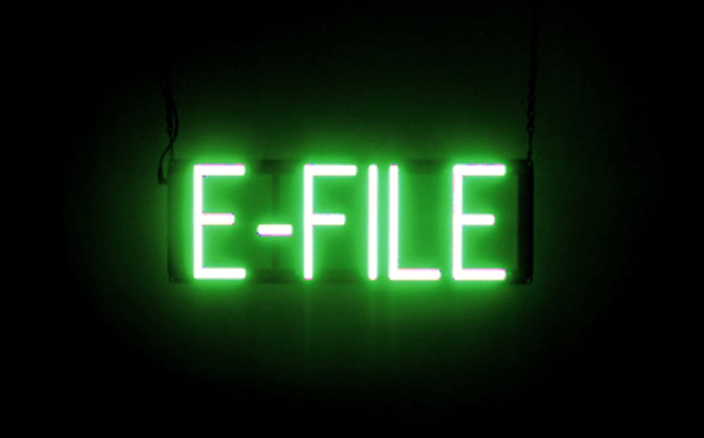 SpellBrite E-FILE LED Sign for Business. 20.1" x 6.3" Green E-FILE Sign ...