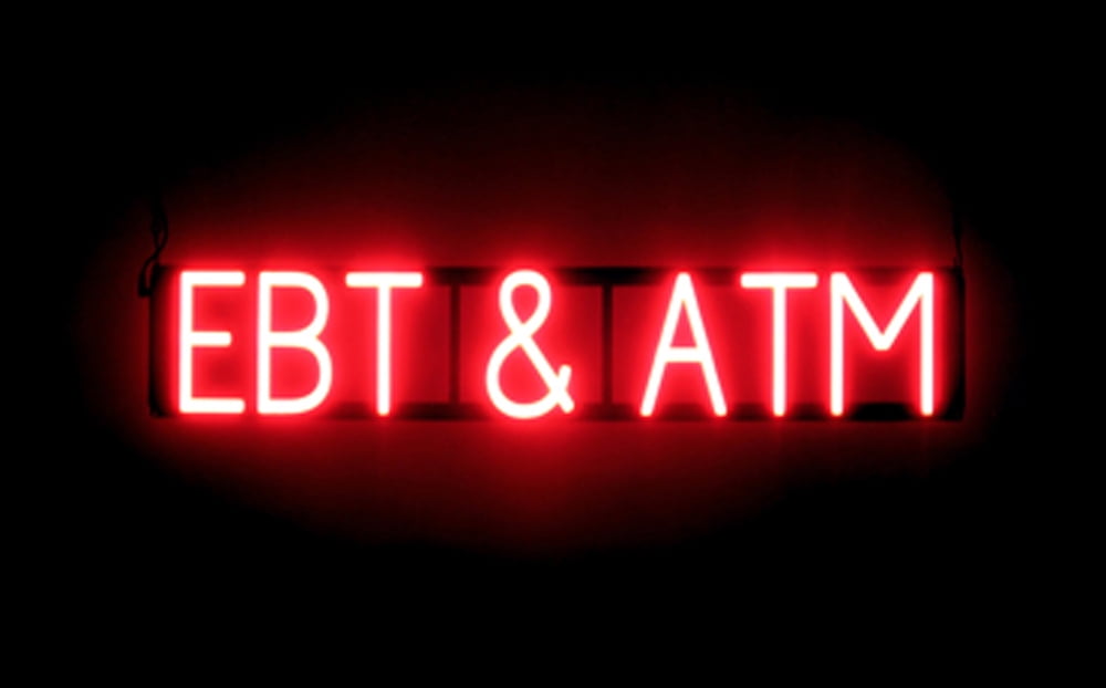 SpellBrite EBT & ATM LED Sign for Business. 33.2" x 6.3" Red EBT & ATM ...