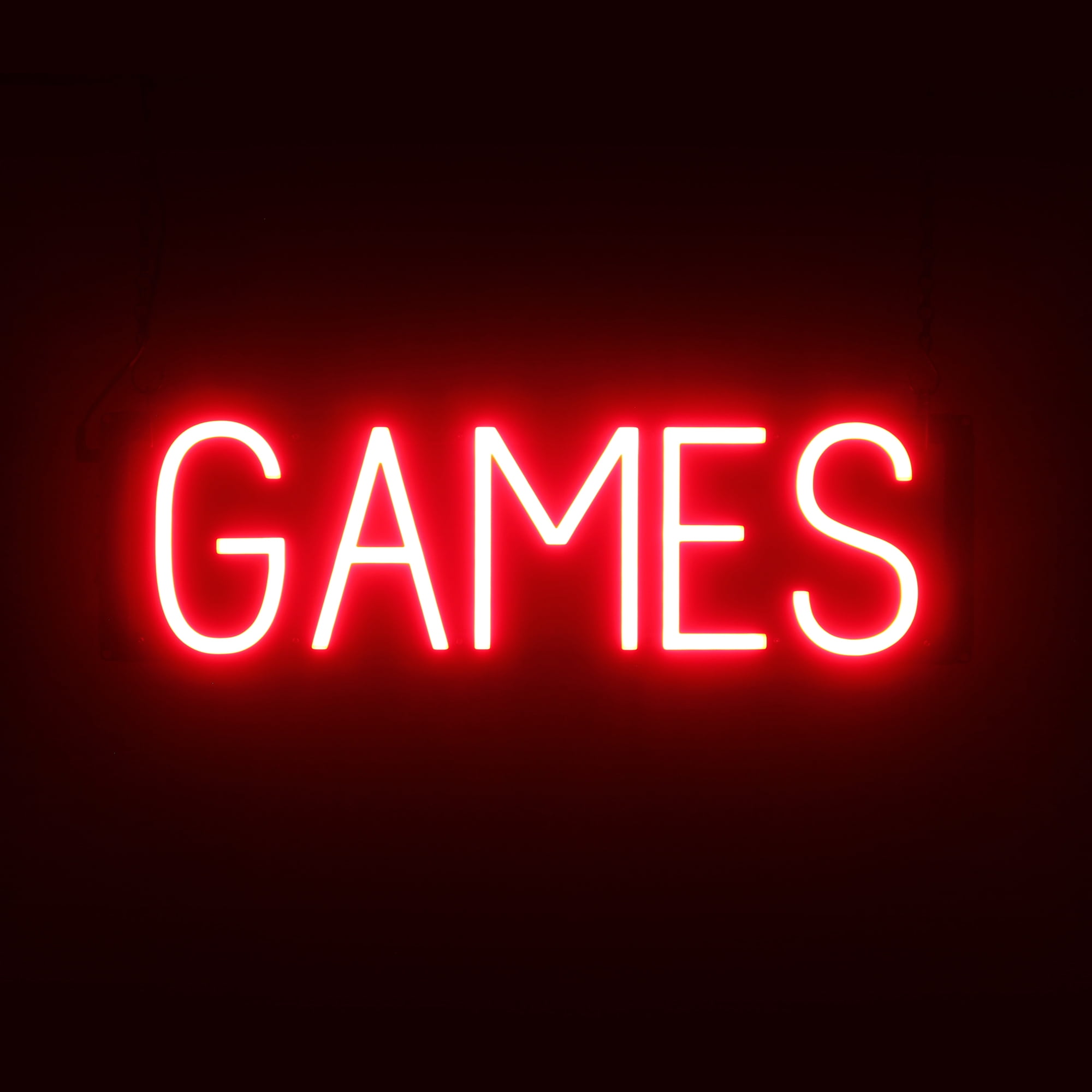 SpellBrite GAMES LED Sign for Business. 21.7" x 6.3" Red GAMES Sign Has ...