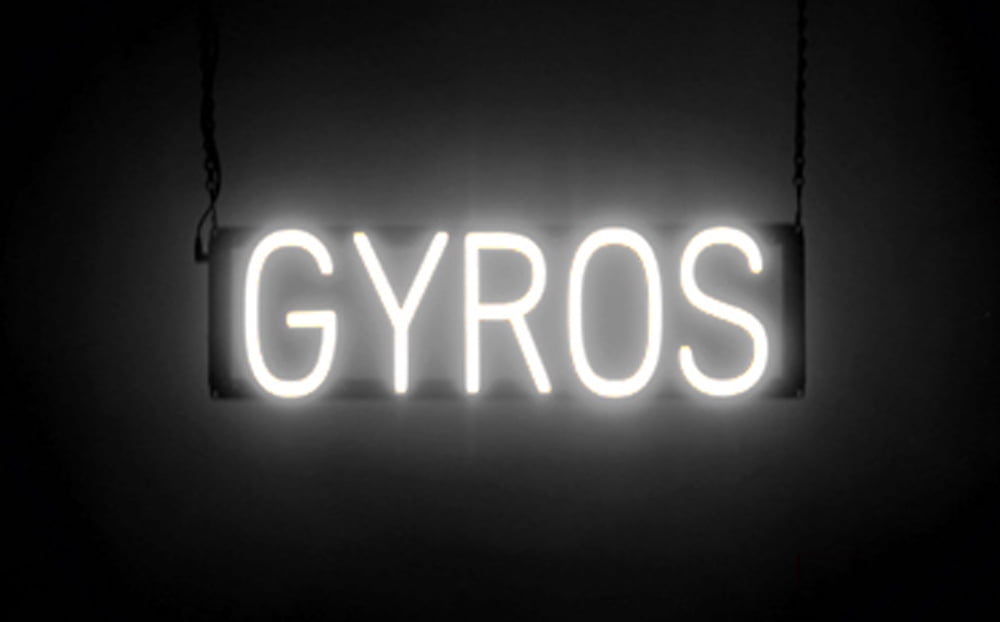 SpellBrite GYROS LED Sign for Business. 21.3" x 6.3" White GYROS Sign ...