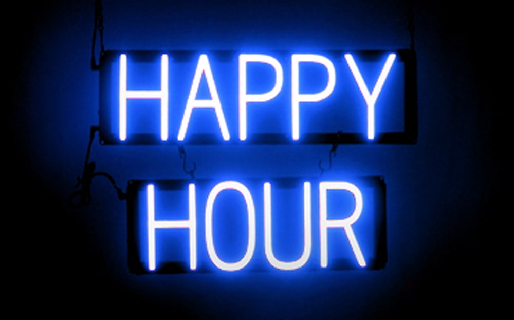 SpellBrite HAPPY HOUR LED Sign for Business. 21.0" x 15.0" Blue HAPPY ...