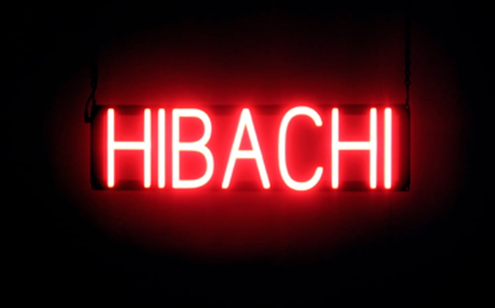 SpellBrite HIBACHI LED Sign for Business. 23.2" x 6.3" Red HIBACHI Sign ...