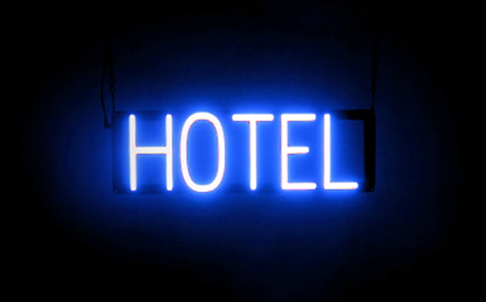 SpellBrite HOTEL LED Sign for Business. 19.8" x 6.3" Blue HOTEL Sign ...