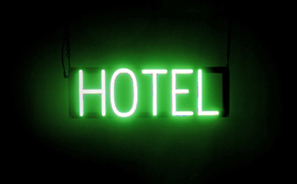 SpellBrite HOTEL LED Sign for Business. 19.8" x 6.3" Green HOTEL Sign ...