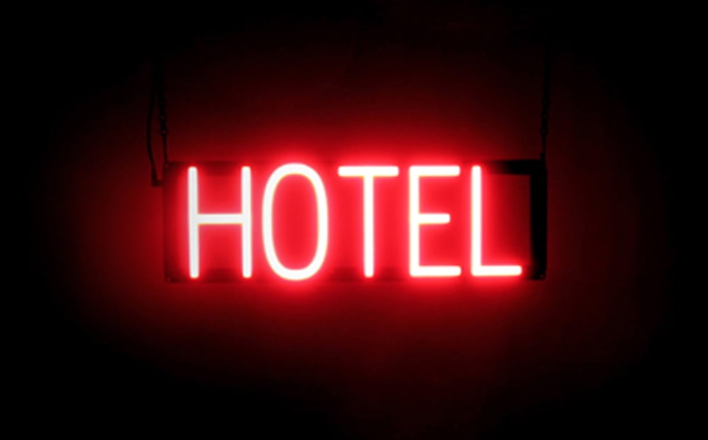 SpellBrite HOTEL LED Sign for Business. 19.8" x 6.3" Red HOTEL Sign Has ...