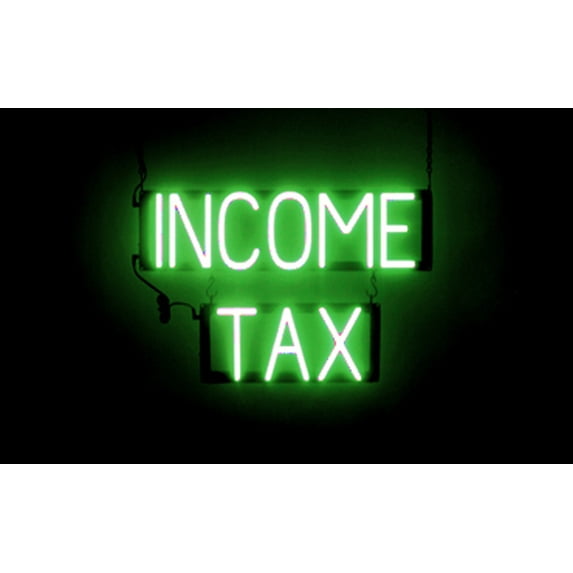 SpellBrite INCOME TAX LED Sign for Business. 22.6" x 15.0" Green INCOME ...