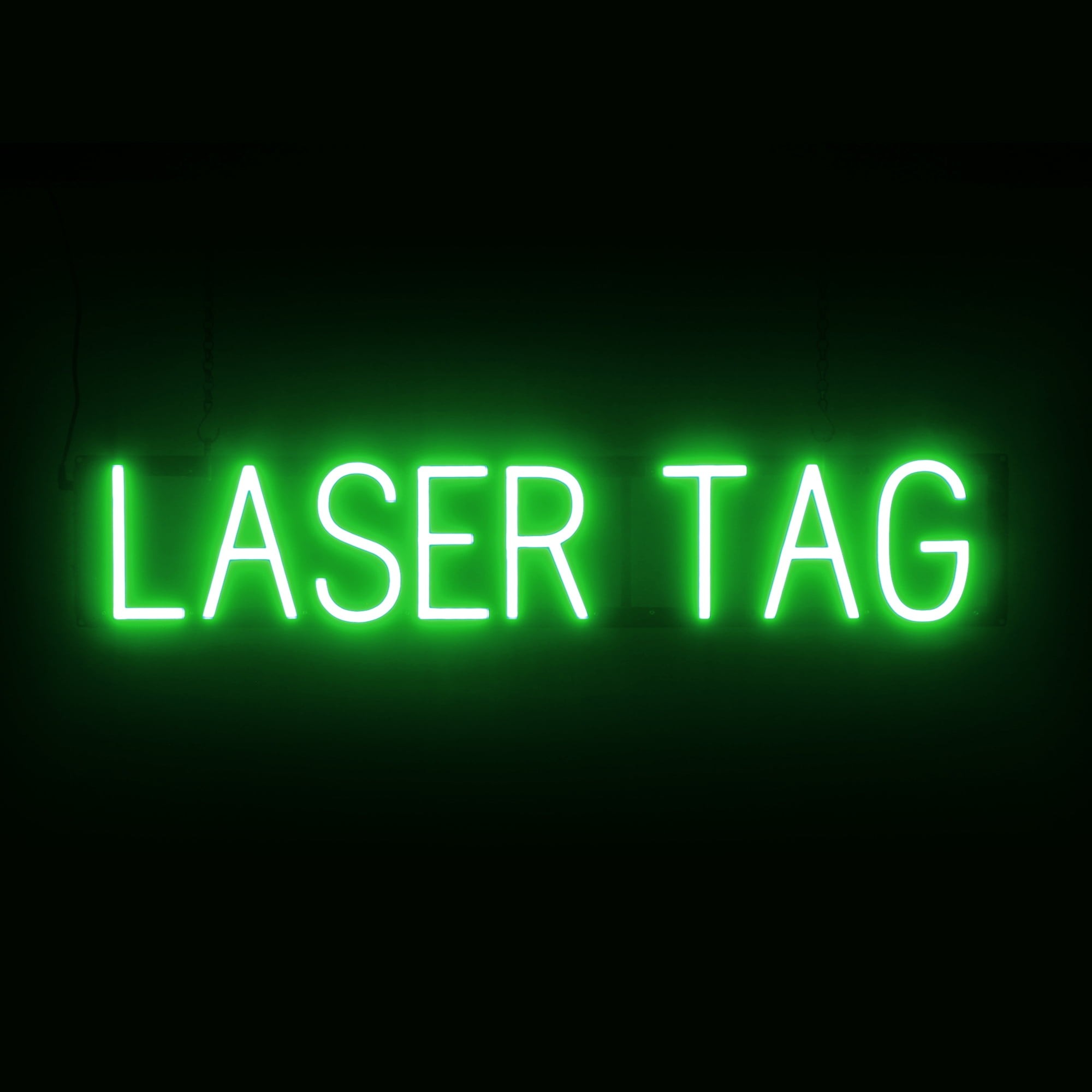 SpellBrite LASER TAG LED Sign for Business. 33.6" x 6.3" Green LASER ...