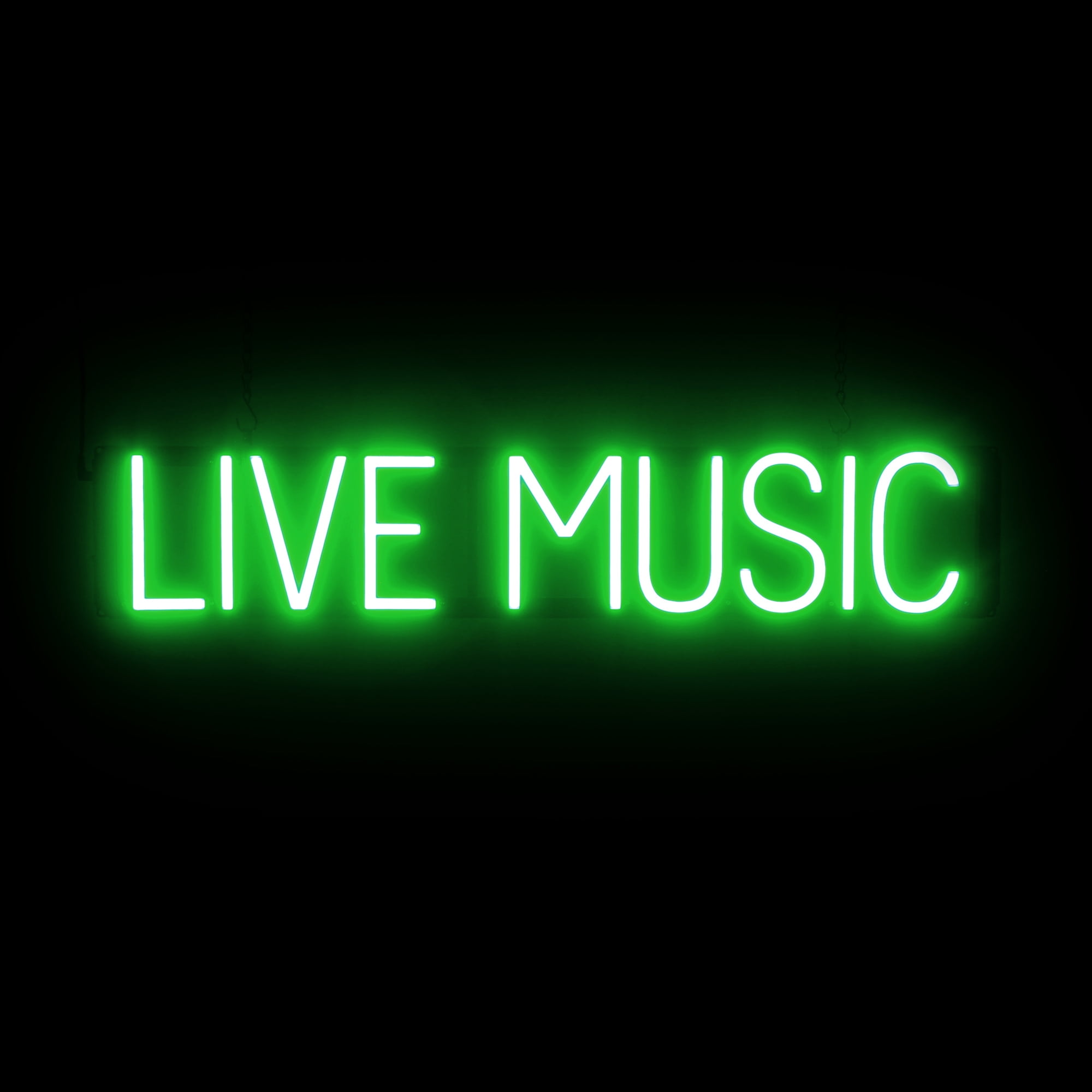 SpellBrite LIVE MUSIC LED Sign for Business. 32.7" x 6.3" Green LIVE ...