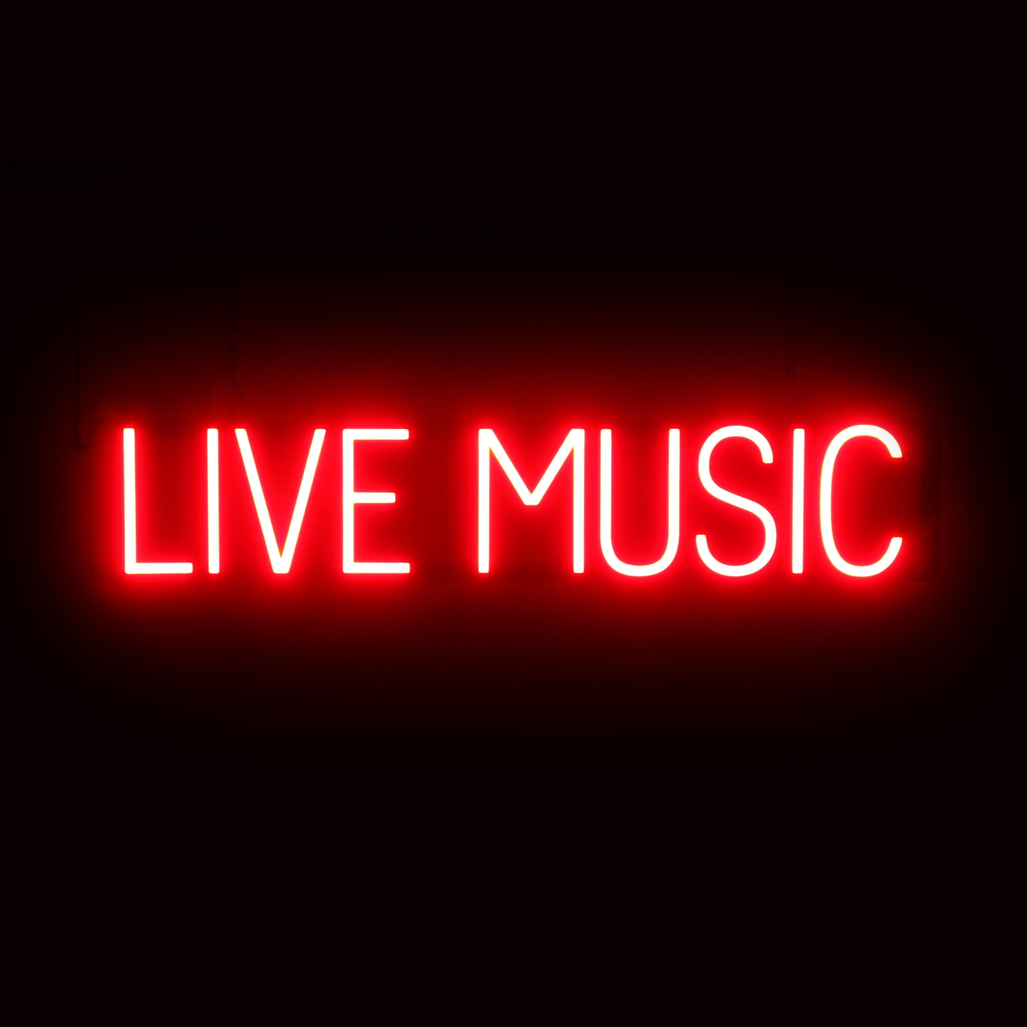 SpellBrite LIVE MUSIC LED Sign for Business. 32.7" x 6.3" Red LIVE ...