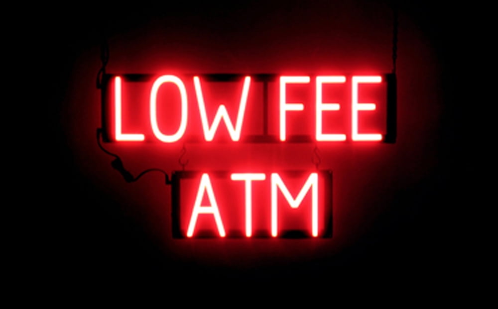 SpellBrite LOW FEE ATM LED Sign for Business. 26.5" x 15.0" Red LOW FEE ...