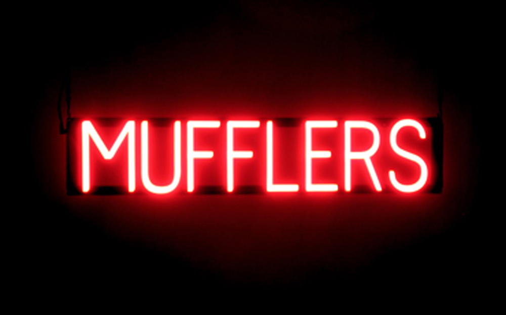 SpellBrite MUFFLERS LED Sign for Business. 30.7" x 6.3" Red MUFFLERS ...