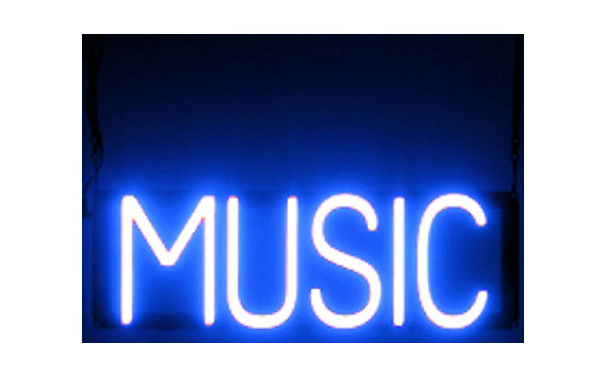 SpellBrite MUSIC LED Sign for Business. 19.1" x 6.3" Blue MUSIC Sign ...