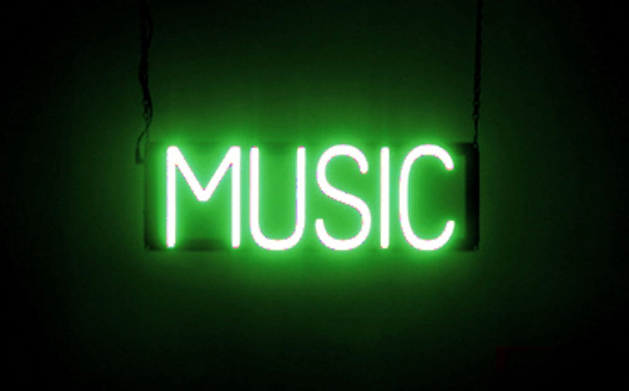 SpellBrite MUSIC LED Sign for Business. 19.1" x 6.3" Green MUSIC Sign ...