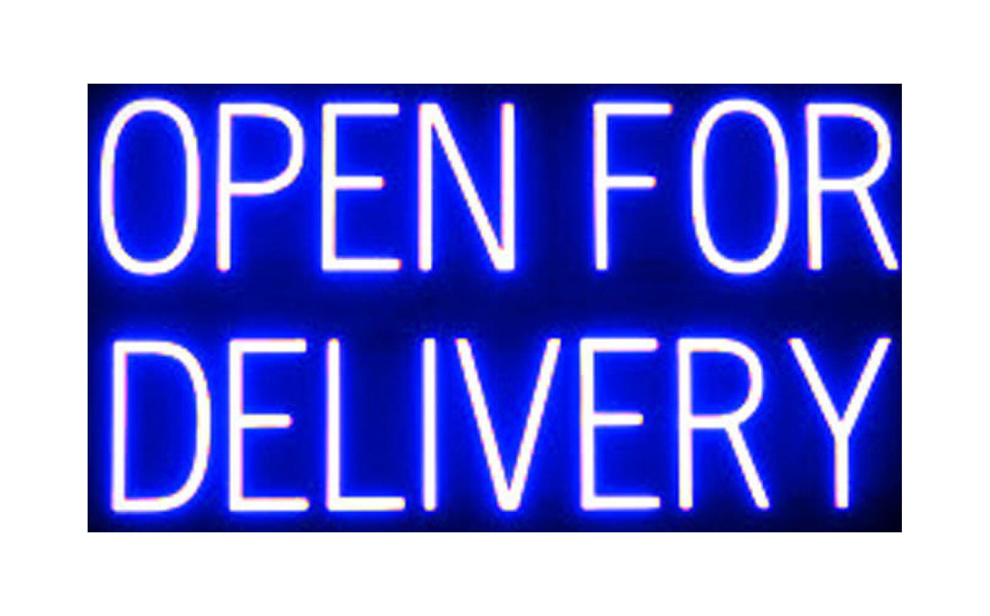 SpellBrite OPEN FOR DELIVERY LED Sign for Business. 29.3" x 15.0" Blue ...
