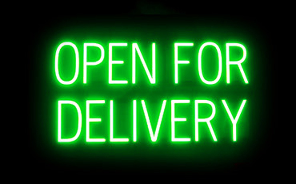 SpellBrite OPEN FOR DELIVERY LED Sign for Business. 29.3" x 15.0" Green ...