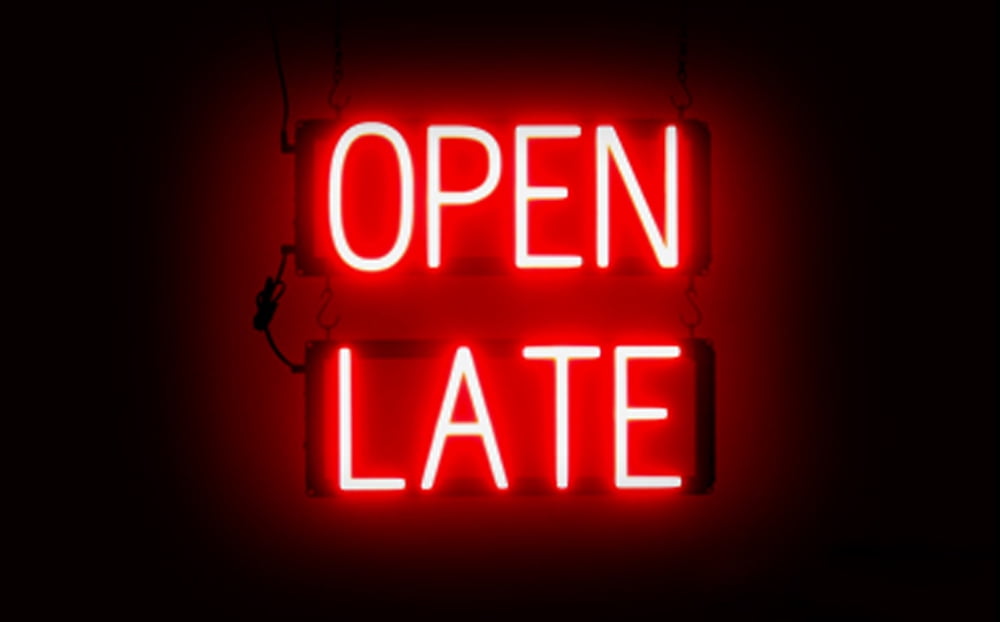 SpellBrite OPEN LATE LED Sign for Business. 17.0" x 15.0" Red OPEN LATE ...