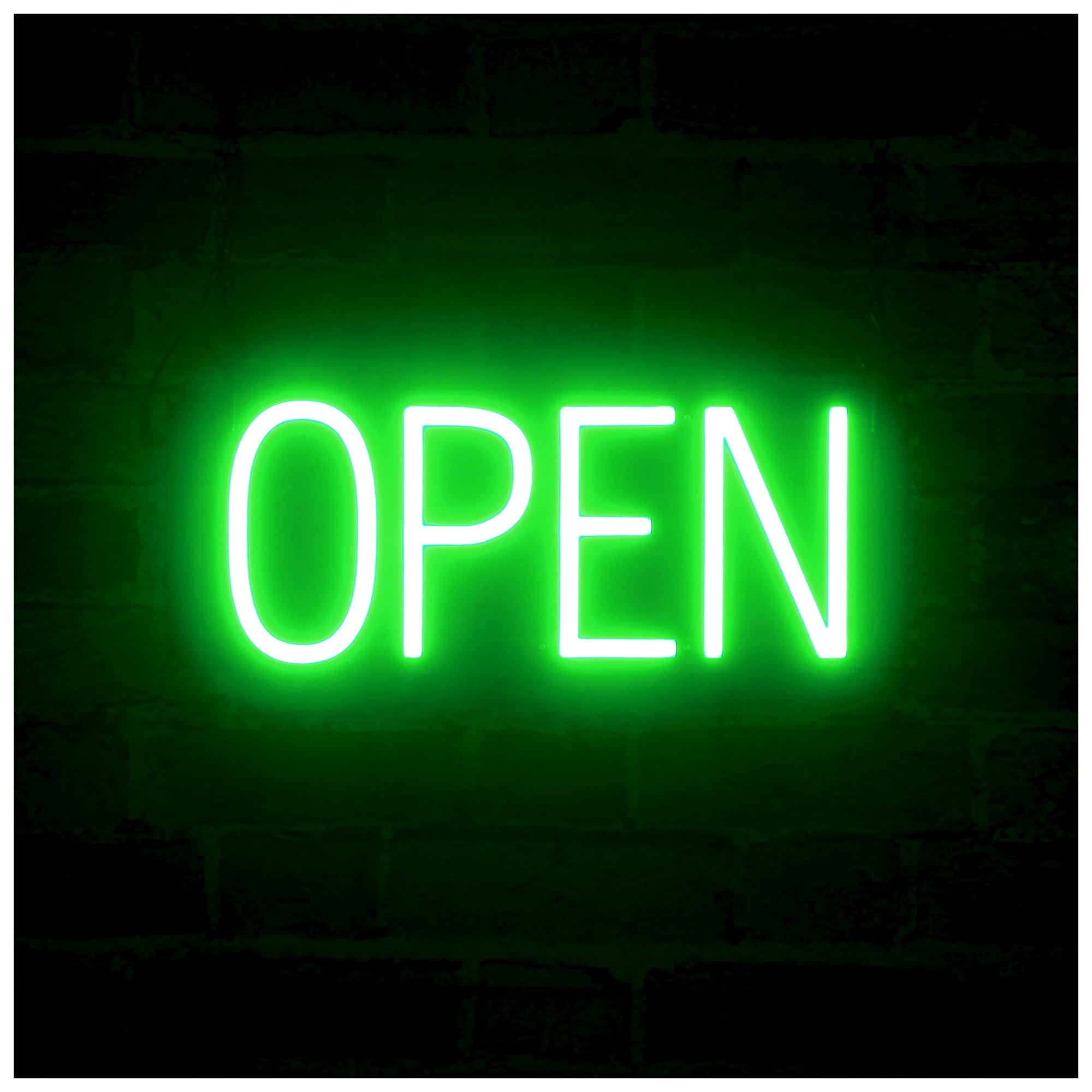 SpellBrite OPEN LED Sign for Business. 16.5" x 6.3" Green OPEN Sign Has ...
