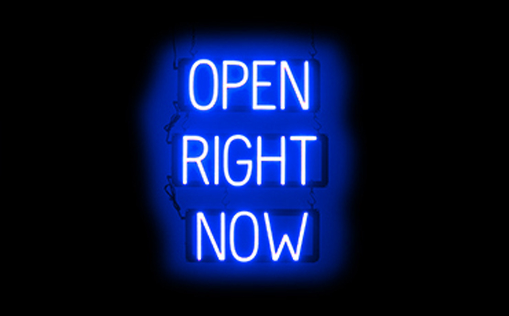 SpellBrite OPEN RIGHT NOW LED Sign for Business. 18.1" x 23.8" Blue ...