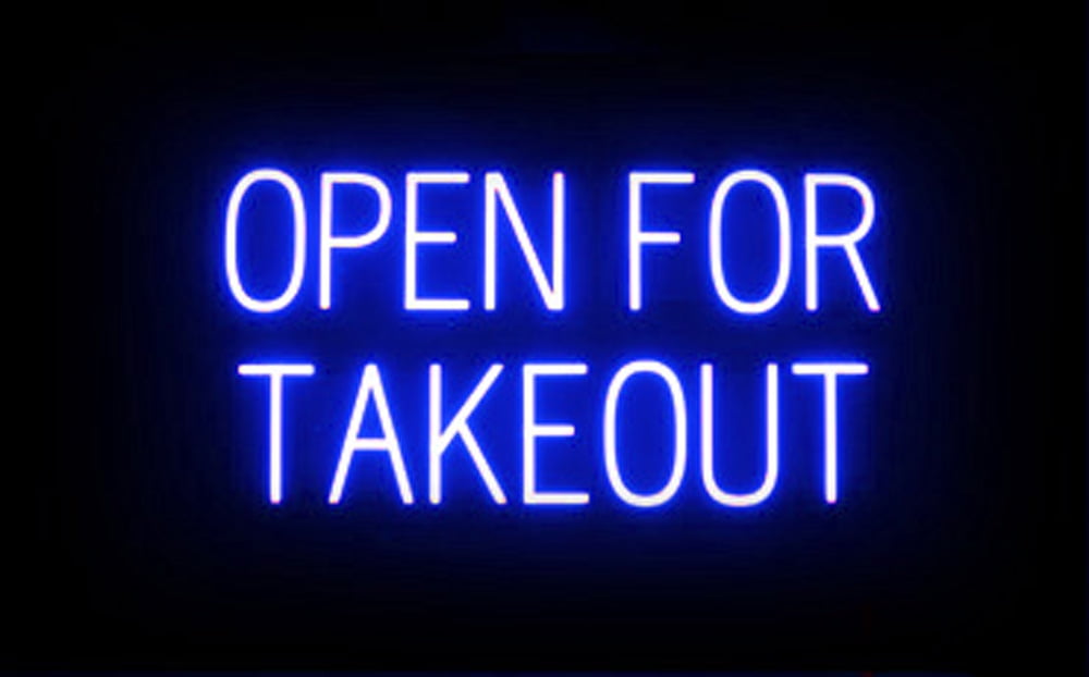 SpellBrite OPEN FOR TAKEOUT LED Sign for Business. 29.3" x 15.0" Blue ...