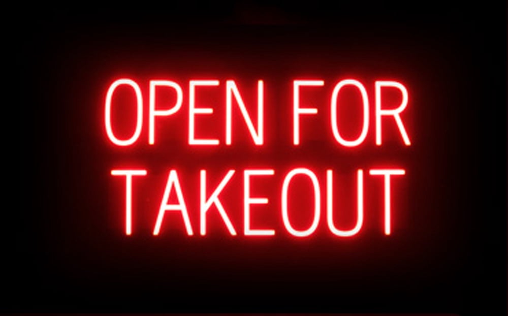 SpellBrite OPEN FOR TAKEOUT LED Sign for Business. 29.3" x 15.0" Red ...