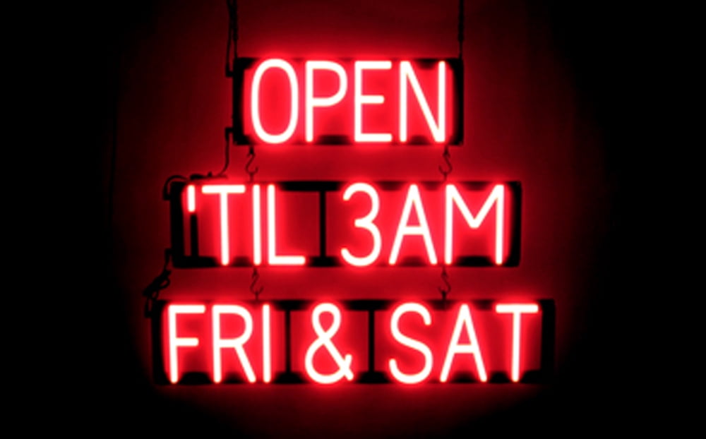 SpellBrite OPEN 'TIL 3AM FRI & SAT LED Sign for Business. 29.7" x 23.8 ...