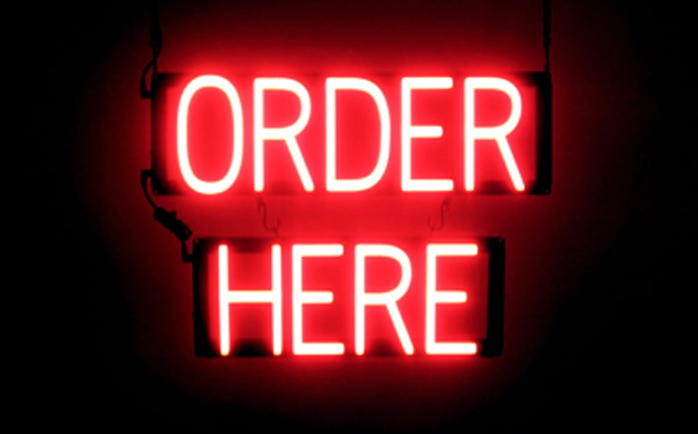 SpellBrite ORDER HERE LED Sign for Business. 20.3" x 15.0" Red ORDER ...