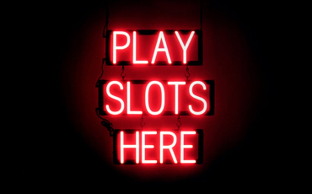 SpellBrite PLAY SLOTS HERE LED Sign for Business. 20.3" x 23.8" Red ...