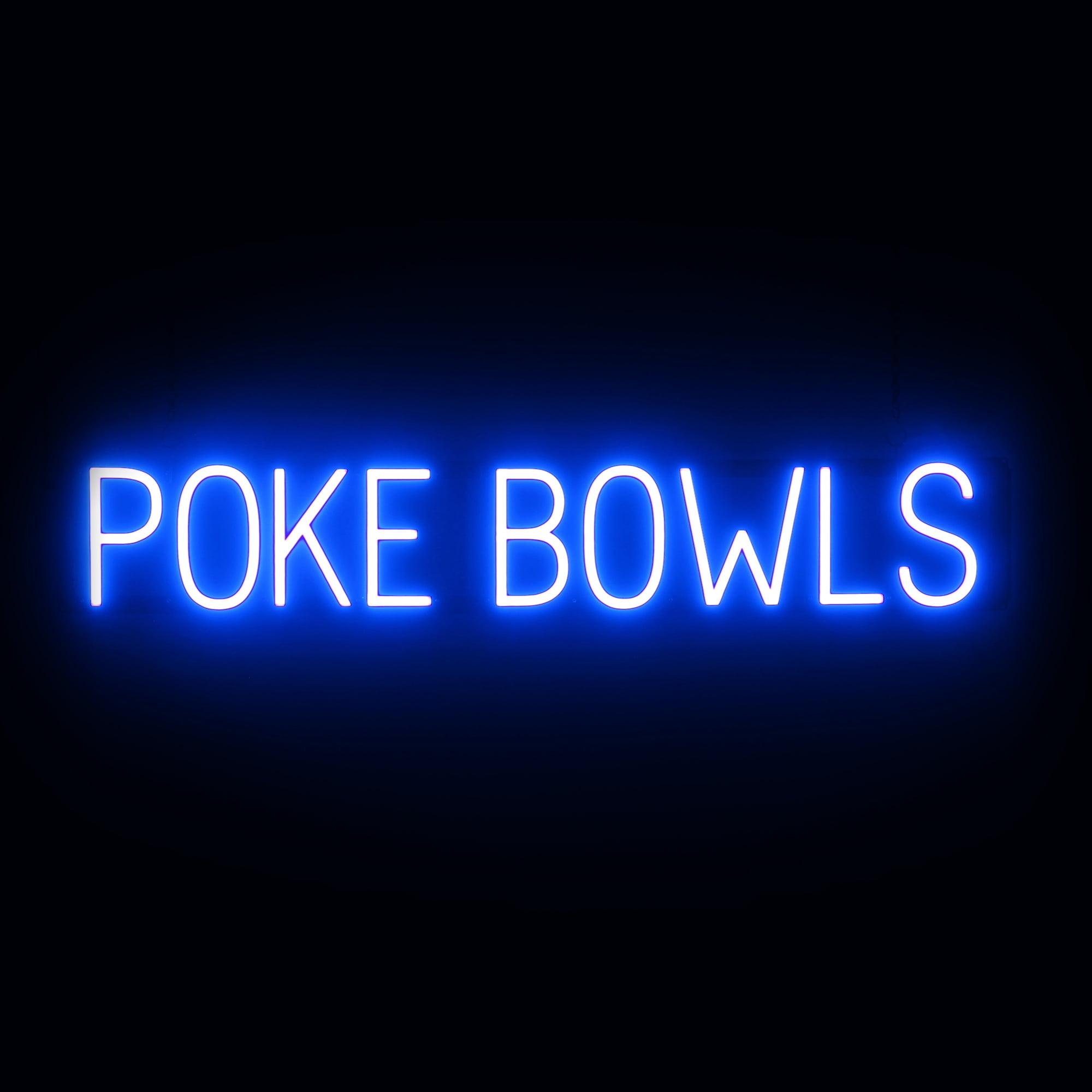 SpellBrite POKE BOWLS LED Sign for Business. 38.5" x 6.3" Blue POKE ...