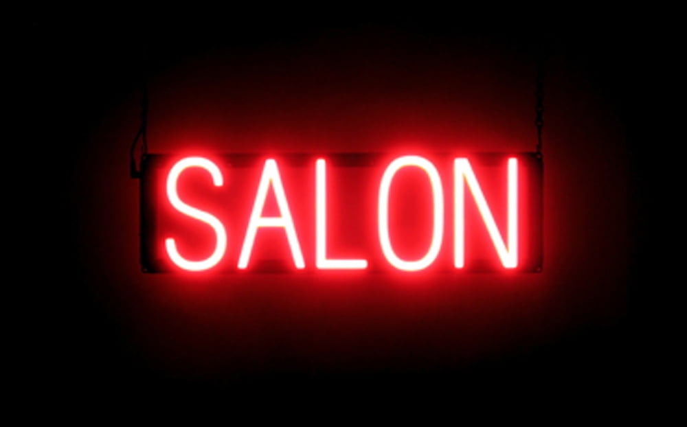 SpellBrite SALON LED Sign for Business. 20.8" x 6.3" Red SALON Sign Has ...