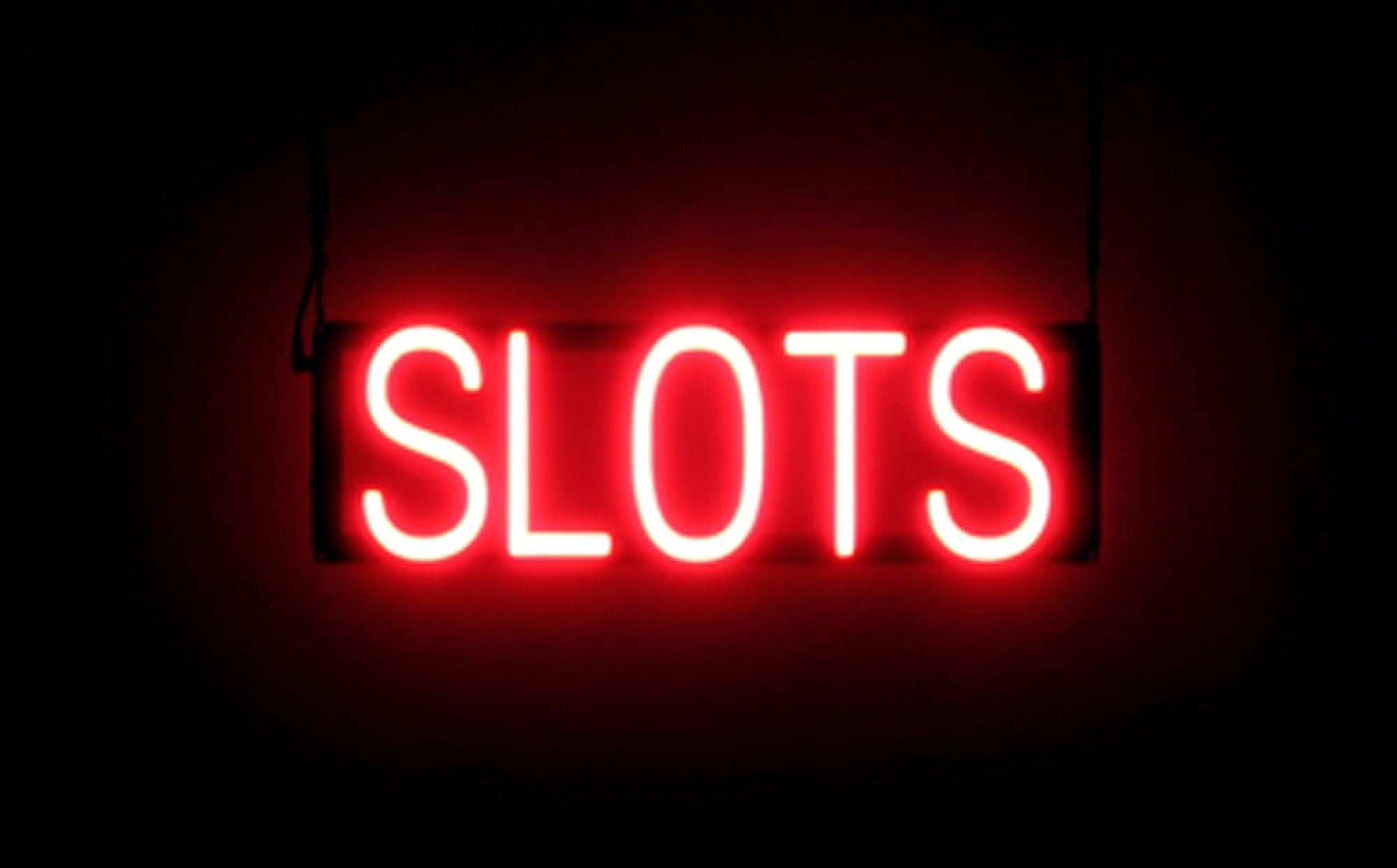 SpellBrite SLOTS LED Sign for Business. 20.3" x 6.3" Red SLOTS Sign Has ...