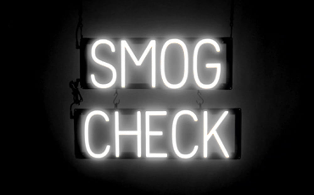 SpellBrite SMOG CHECK LED Sign for Business. 20.5" x 15.0" White SMOG ...