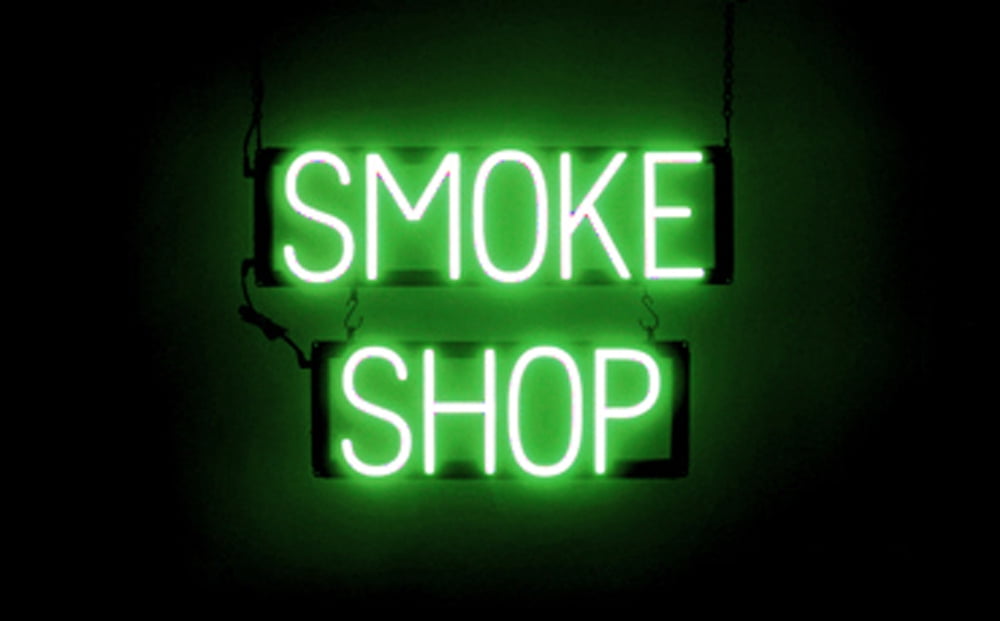 SpellBrite SMOKE SHOP LED Sign for Business. 21.4" x 15.0" Green SMOKE ...