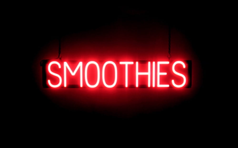 SpellBrite SMOOTHIES LED Sign for Business. 33.7" x 6.3" Red SMOOTHIES ...