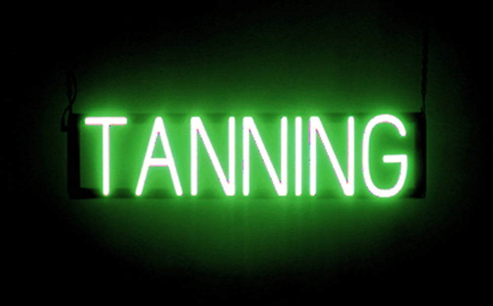 SpellBrite TANNING LED Sign for Business. 26.1" x 6.3" Green TANNING ...
